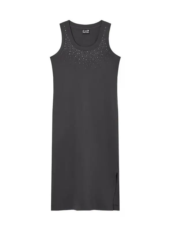 EA7 Rhinestone-embellished Sleeveless Midi Dress