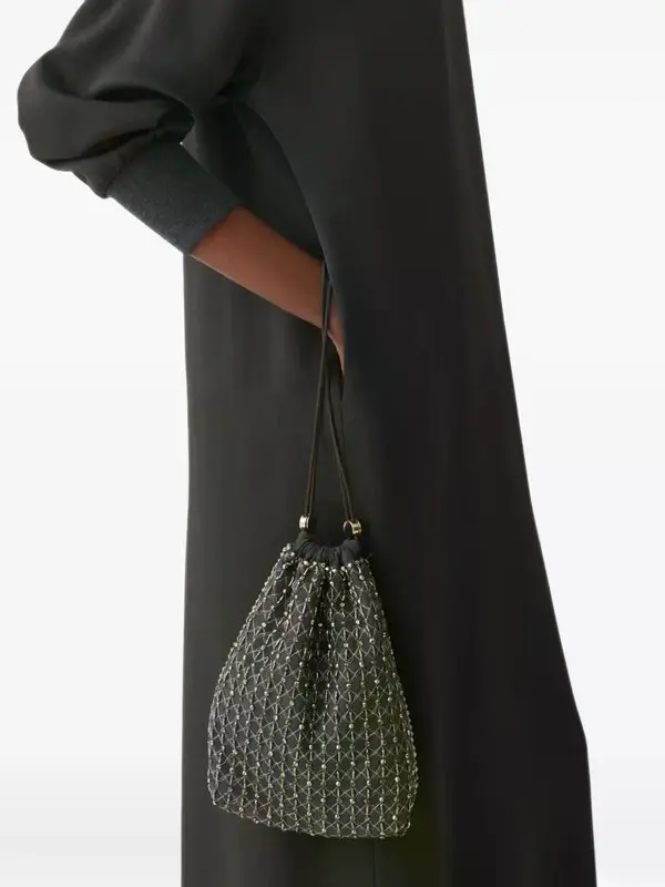 Fabiana Filippi Moonlight Bead-embellished Drawstring Bucket Bag - Grey