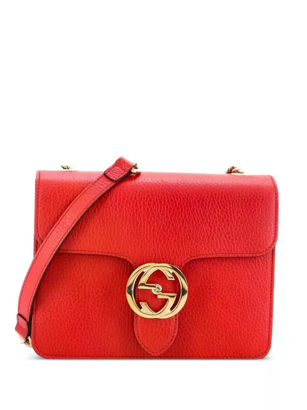 Gucci Interlocking Leather Small Shoulder Bag - Red