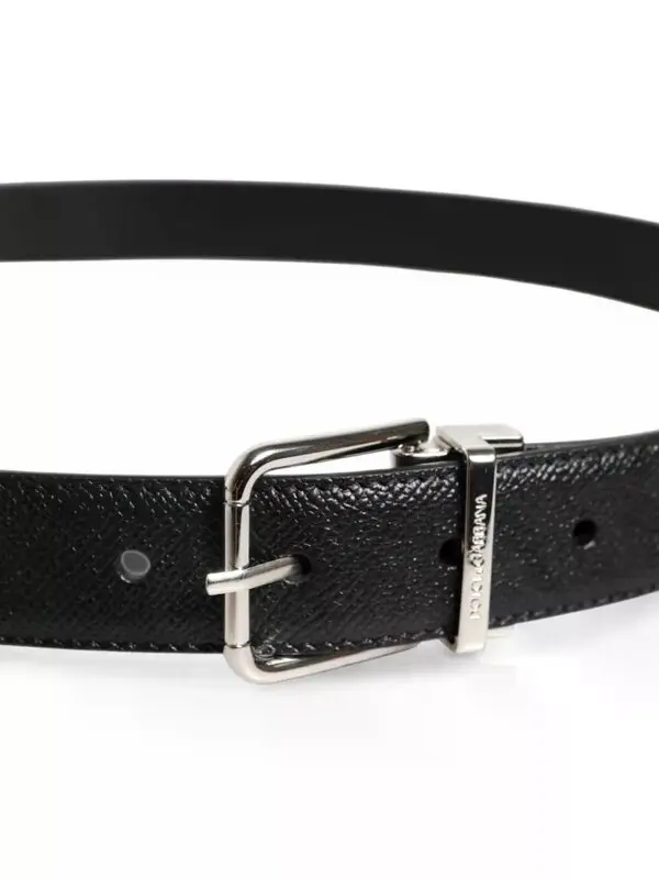 Dolce & Gabbana Textured-leather Buckle Belt - Black