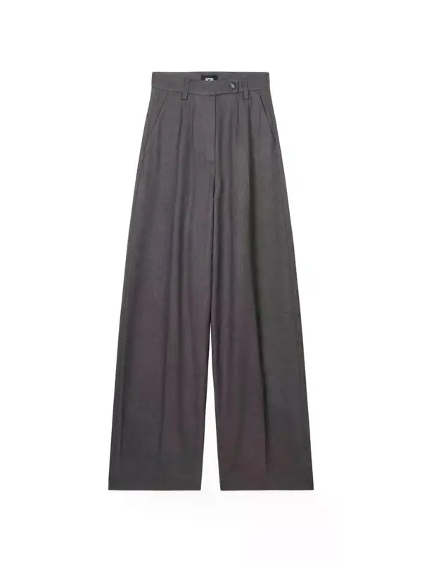 Gcds Logo-patch Wide-leg Trousers - Grey