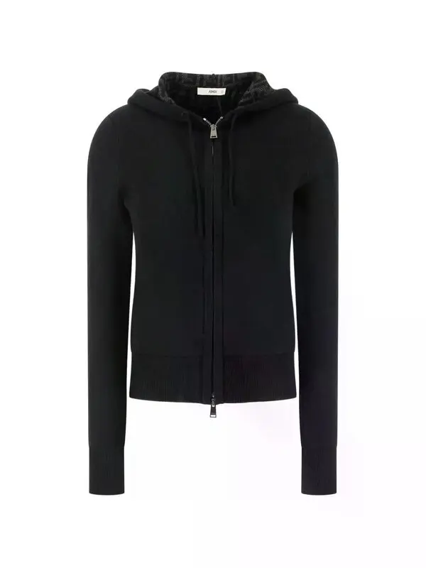 Fendi Ff-logo Hooded Hoodie - Black