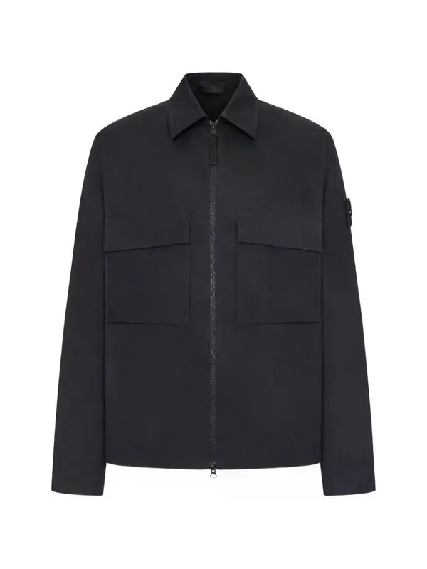 Stone Island Zip-up Logo-patch Shirt