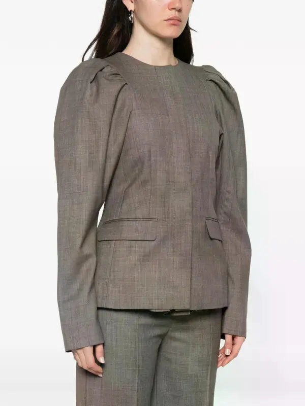 GANNI Wool Melange Puffy-sleeve Jacket