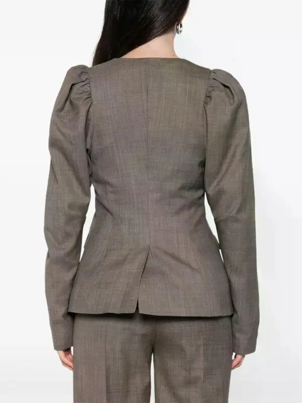 GANNI Wool Melange Puffy-sleeve Jacket