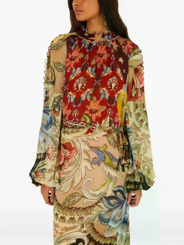 Farm Rio Floral-print Ring-detail Maxi Dress
