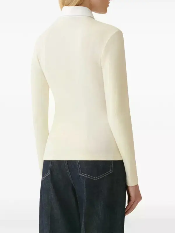 Fabiana Filippi Contrast-collar Long-sleeve Polo Shirt