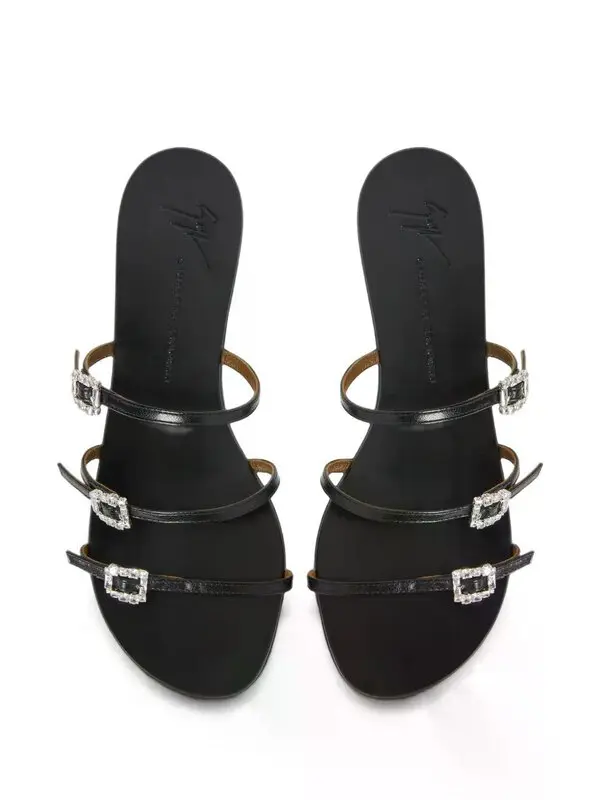 GIUSEPPE ZANOTTI Himari Flat Crystal-embellished Leather Sandals