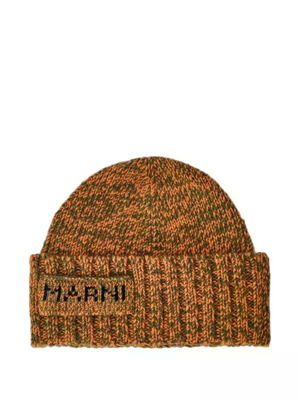Marni Logo-embroidered Ribbed-knit Beanie Hat