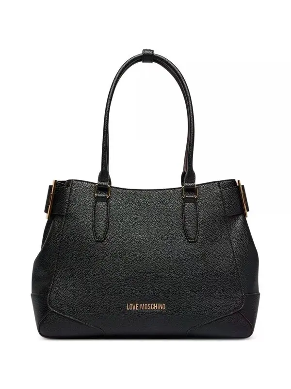 Moschino Logo-plaque Pebbled Tote Bag
