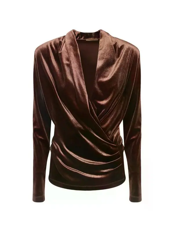 BLANCA VITA Draped Velvet Blouse
