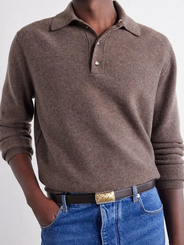 Bottega Veneta Brushed Wool And Cashmere-blend Polo Sweater