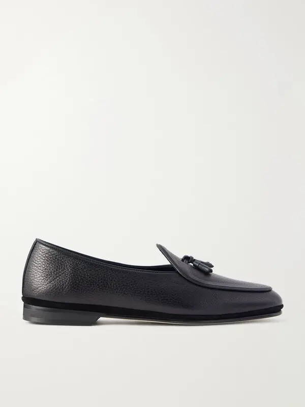 Rubinacci Marfy Tasseled Full-grain Leather Loafers - Black