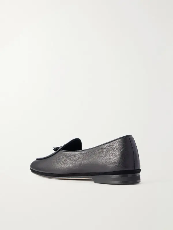Rubinacci Marfy Tasseled Full-grain Leather Loafers - Black