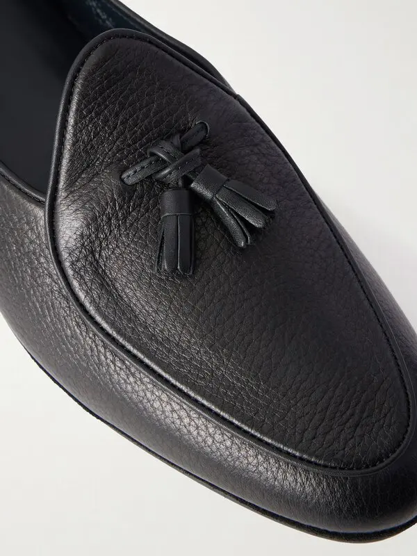 Rubinacci Marfy Tasseled Full-grain Leather Loafers - Black