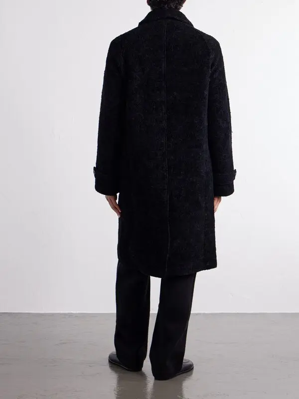 Blue Blue Japan Balmacaan Flocked Wool-blend Loop-yarn Coat