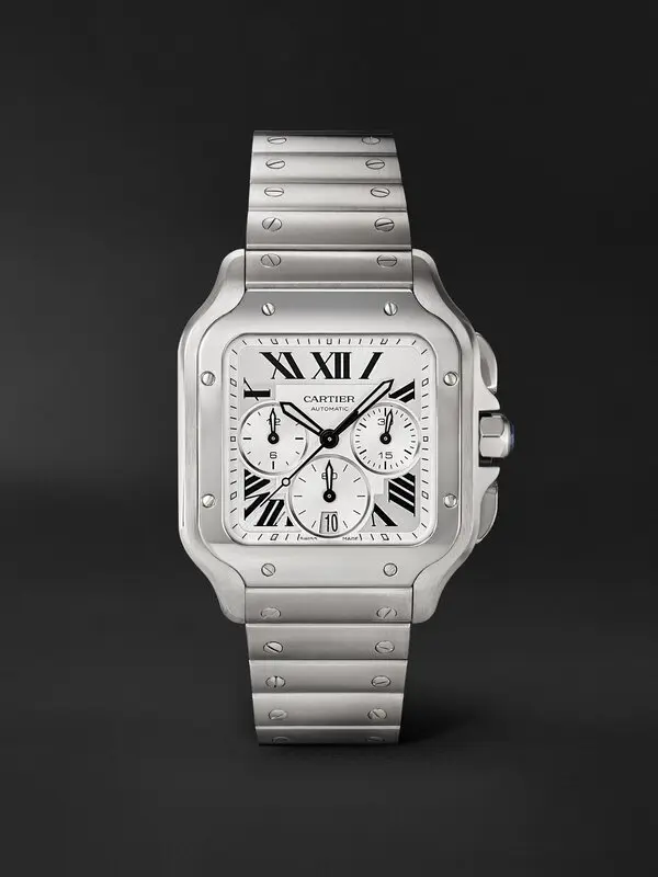 Cartier Santos De Automatic Chronograph Stainless Steel Watch, Ref.crwssa0083 - White