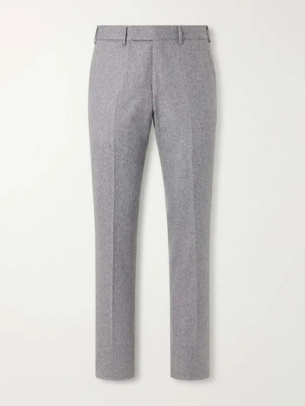 Zegna Tapered Wool And Cashmere-blend Flannel Suit Trousers