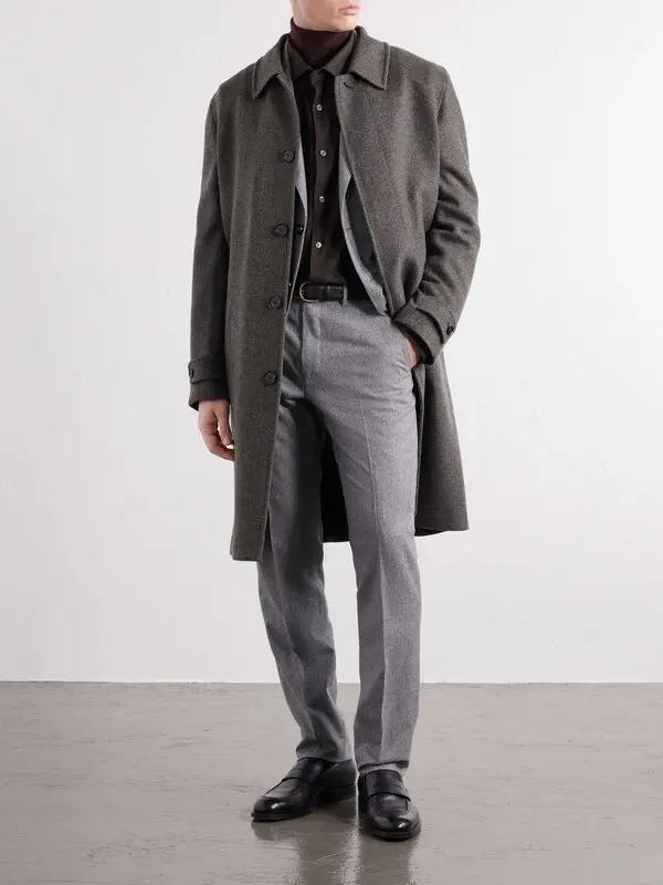 Zegna Tapered Wool And Cashmere-blend Flannel Suit Trousers
