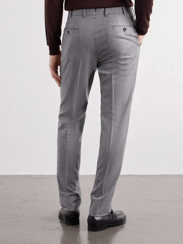 Zegna Tapered Wool And Cashmere-blend Flannel Suit Trousers