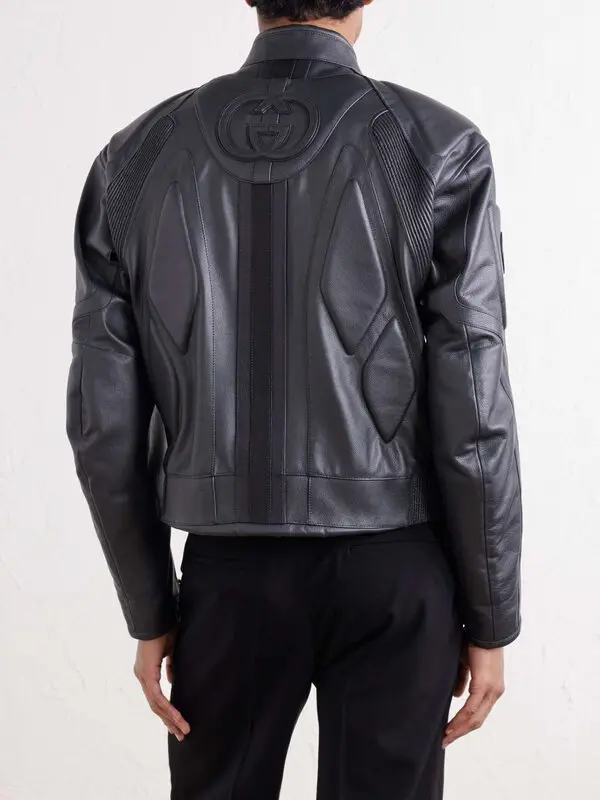Gucci Logo-appliqué Panelled Leather Jacket