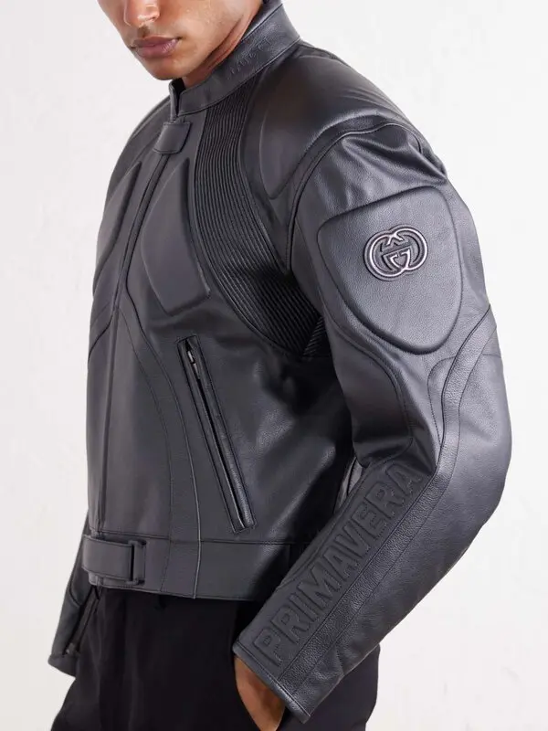 Gucci Logo-appliqué Panelled Leather Jacket