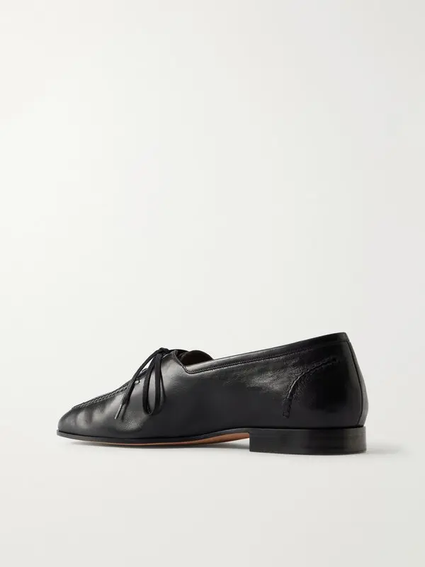 Bottega Veneta Gino Crinkle Leather Lace- Up Loafers