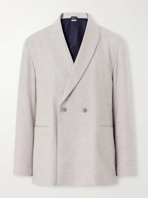 Blue Blue Japan Shawl-collar Wool, Cotton And Yak-blend Twill Suit Jacket