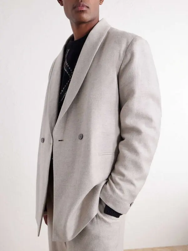 Blue Blue Japan Shawl-collar Wool, Cotton And Yak-blend Twill Suit Jacket