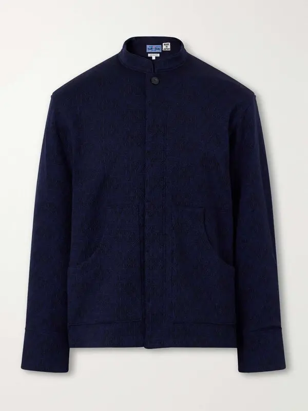 Blue Blue Japan Jacquard-knit Wool-blend Bomber Jacket