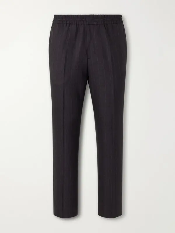 AMI Paris Tapered Pinstriped Wool-blend Trousers