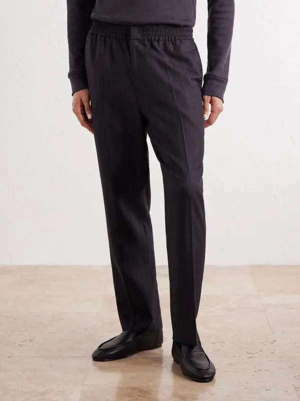 AMI Paris Tapered Pinstriped Wool-blend Trousers