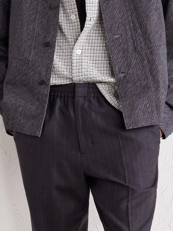 AMI Paris Tapered Pinstriped Wool-blend Trousers