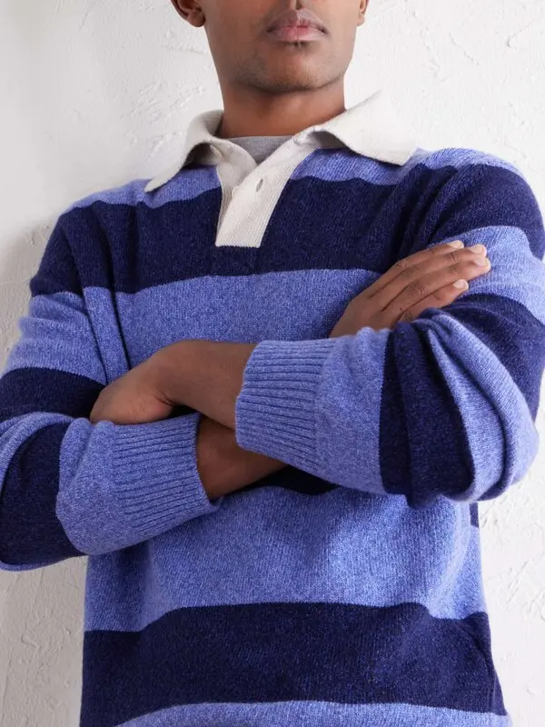 BEGG & CO. Hooped Cashmere Rugby Sweater