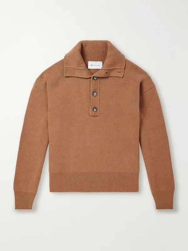 AMI Paris Merino Wool Sweater - Brown