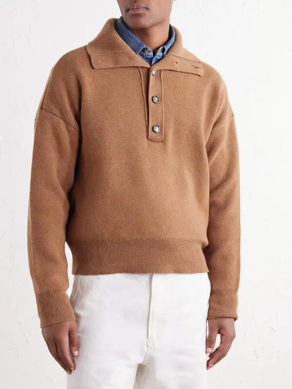 AMI Paris Merino Wool Sweater - Brown