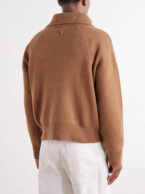 AMI Paris Merino Wool Sweater - Brown