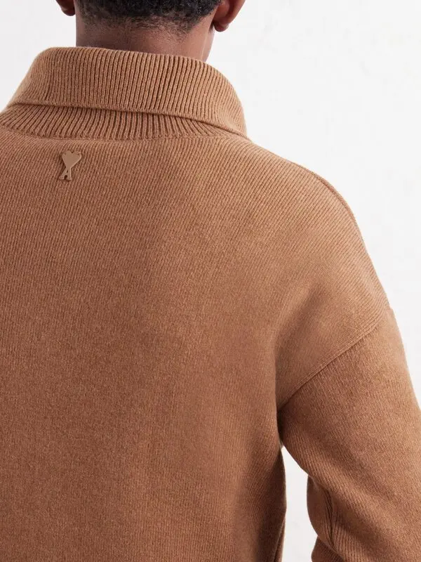 AMI Paris Merino Wool Sweater - Brown