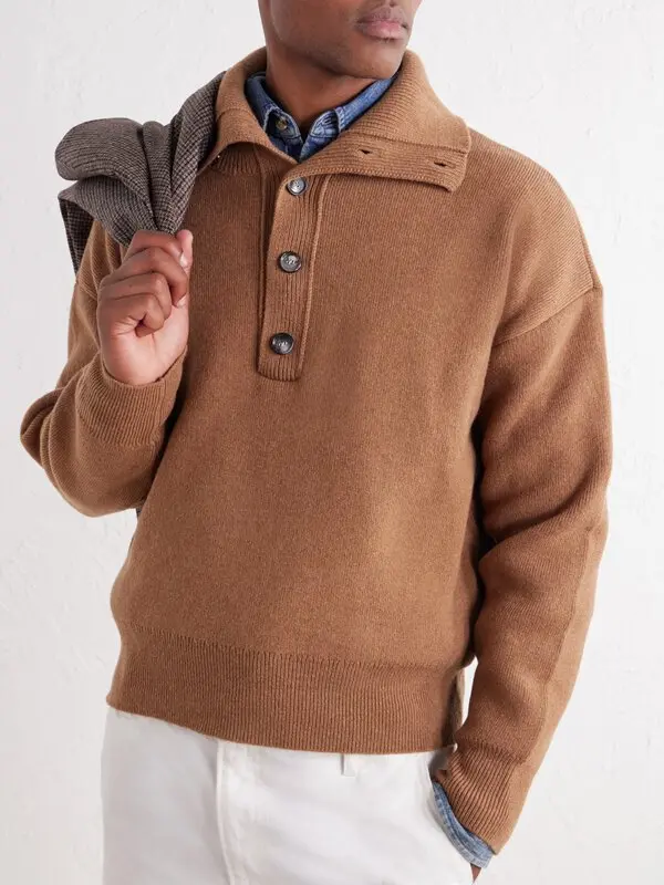 AMI Paris Merino Wool Sweater - Brown
