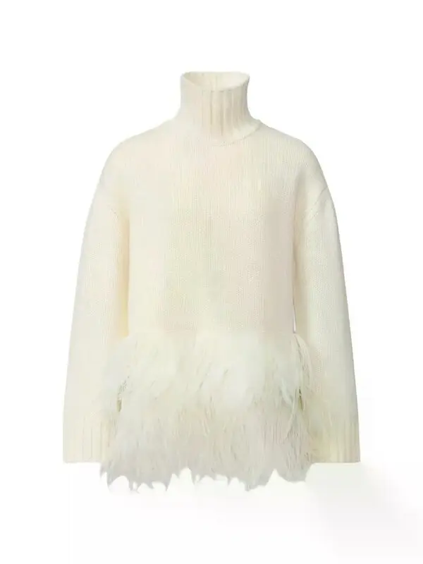 Fabiana Filippi Ostrich-feather-trim Ribbed-knit Sweater