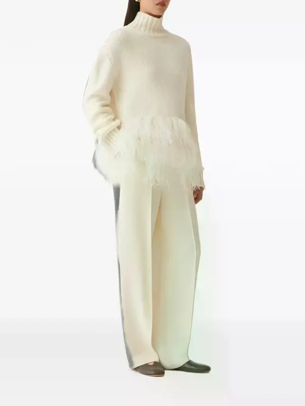 Fabiana Filippi Ostrich-feather-trim Ribbed-knit Sweater
