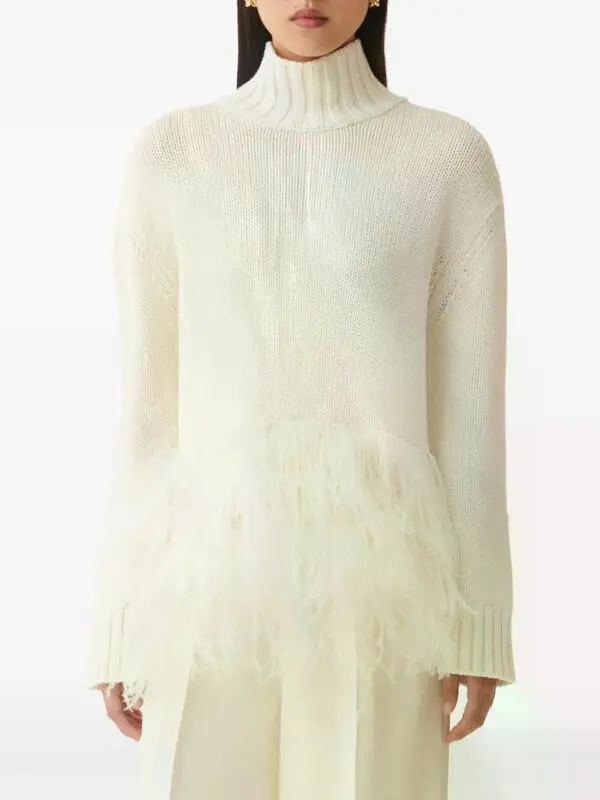 Fabiana Filippi Ostrich-feather-trim Ribbed-knit Sweater