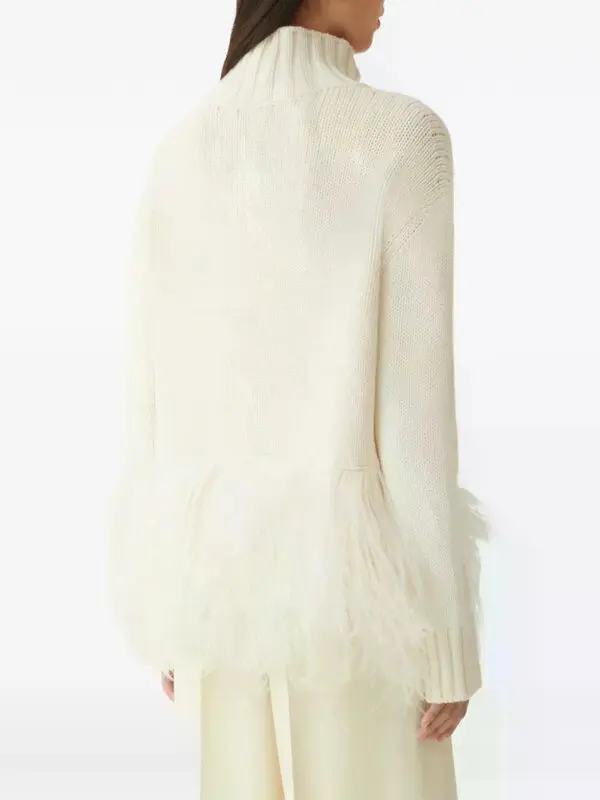 Fabiana Filippi Ostrich-feather-trim Ribbed-knit Sweater
