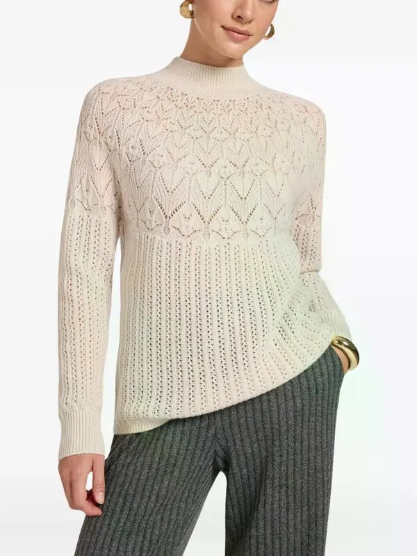 ELENA MIRÒ Pointelle-knit Mock-neck Sweater