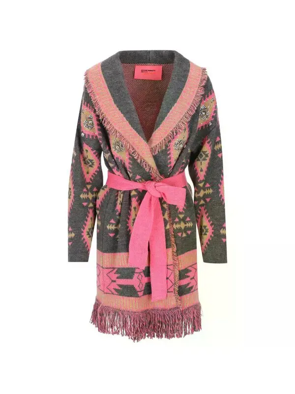 COLOUR MARKET Fringe-trim Belted Coat