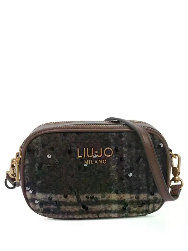 Liu Jo Sequin-embellished Checked Shoulder Bag - Brown