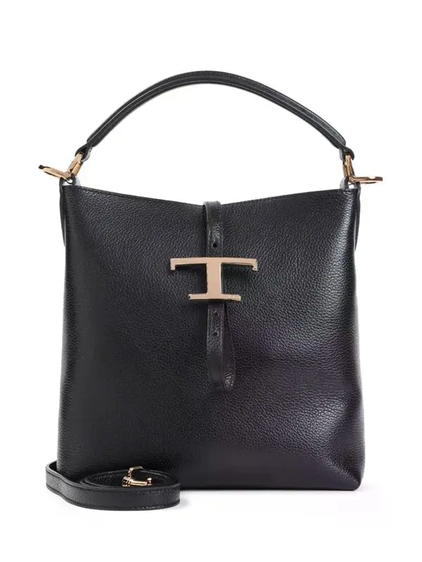 TOD'S T Timeless Leather Shoulder Bag - Black