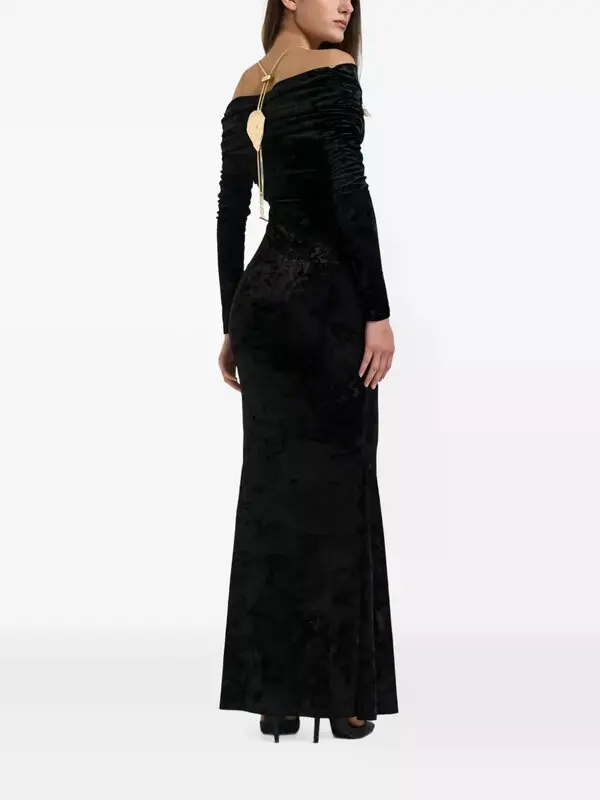 DANAME Meryl Crushed-velvet Off-shoulder Maxi Dress
