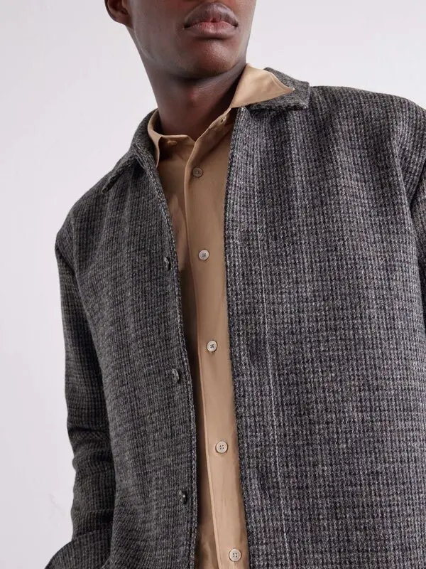 A KIND OF GUISE Cullu Checked Brushed Wool-tweed Overshirt