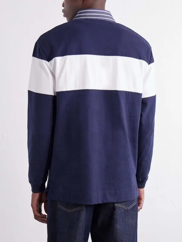 Acne Studios Logo-embroidered Striped Poplin-trimmed Cotton-jersey Sweater